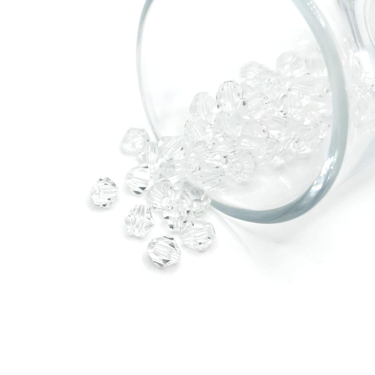 1 or 4 Strands 6x6mm Clear Diamond Bicone Beads, Imitation Crystal ...