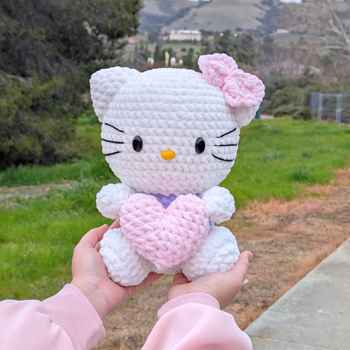 Hello Bow Kitty Heart Customizable Crocheted Plush | Kawaii Soft ...