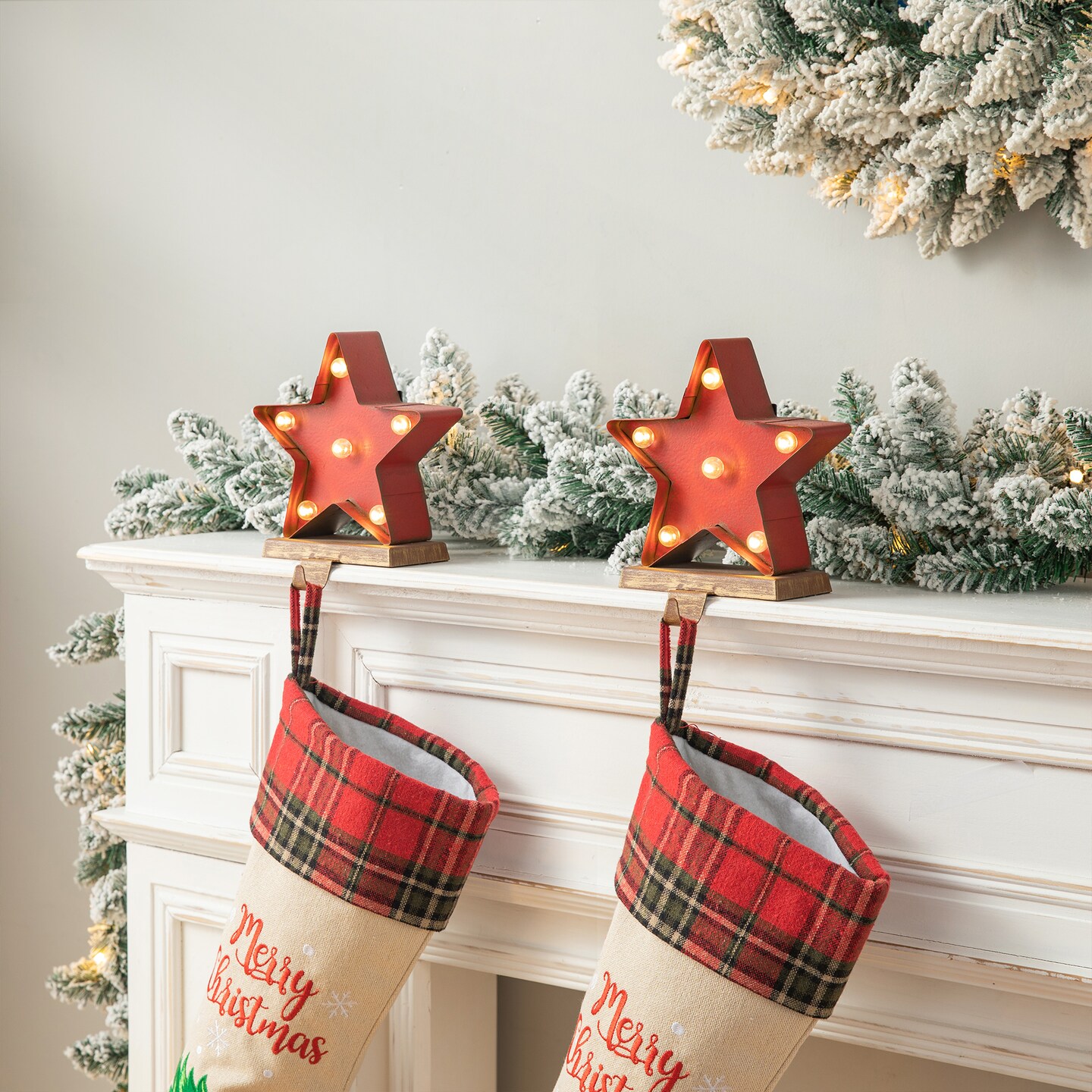 Set of 2 7.5"H Marquee LED Star Stocking Holder | Michaels