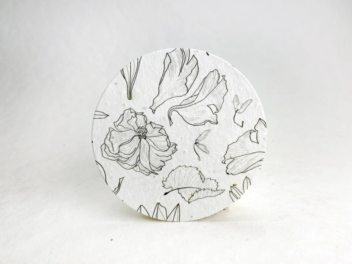 Wildflower Seed Paper Circle Tag - BW Natural World Variations - 2 ...