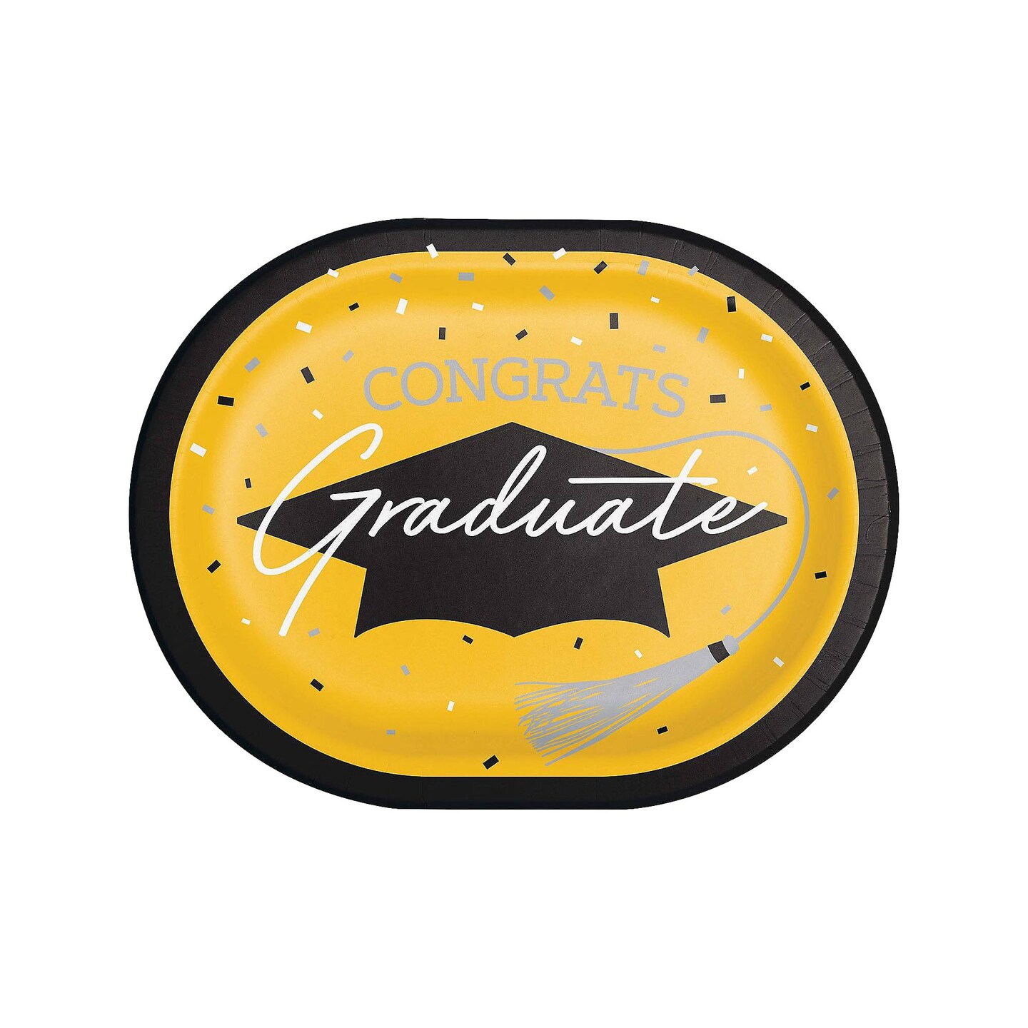 Creative Converting School Spirit Yellow Graduation Oval Paper Platters ...