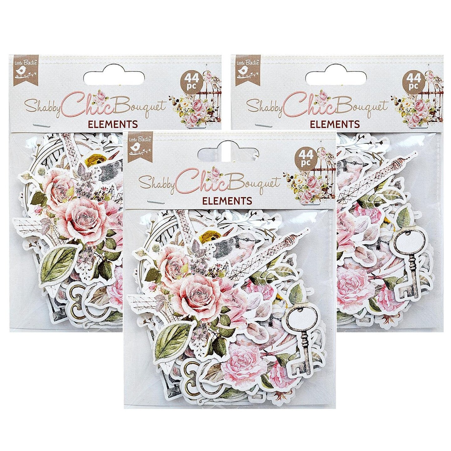 Pack of 3 - Little Birdie Ephemera Embellishment 44/Pkg-Shabby Chic ...