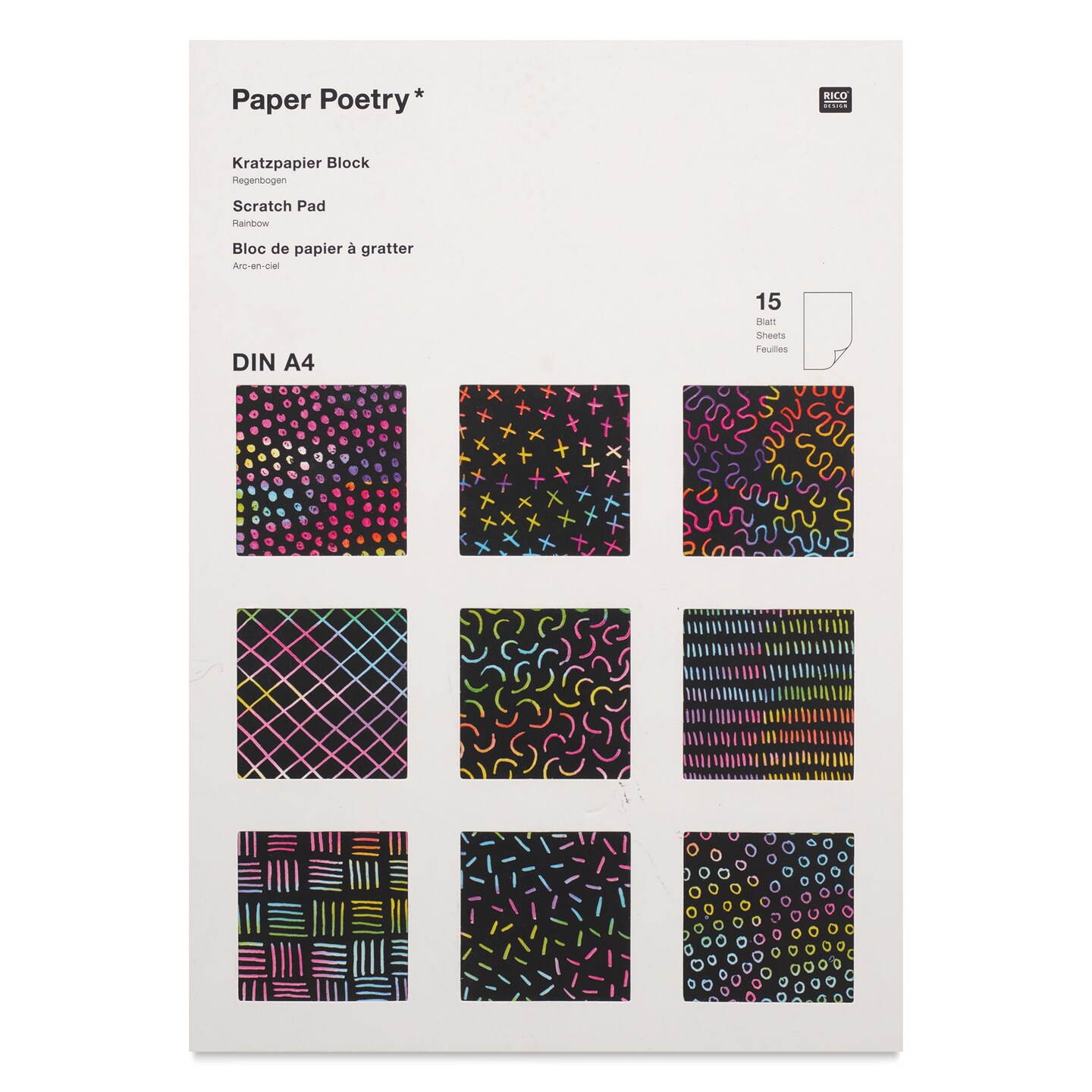 Rico Design Paper Poetry Scratch Paper Pads - Rainbow, A4, Set of 15 ...