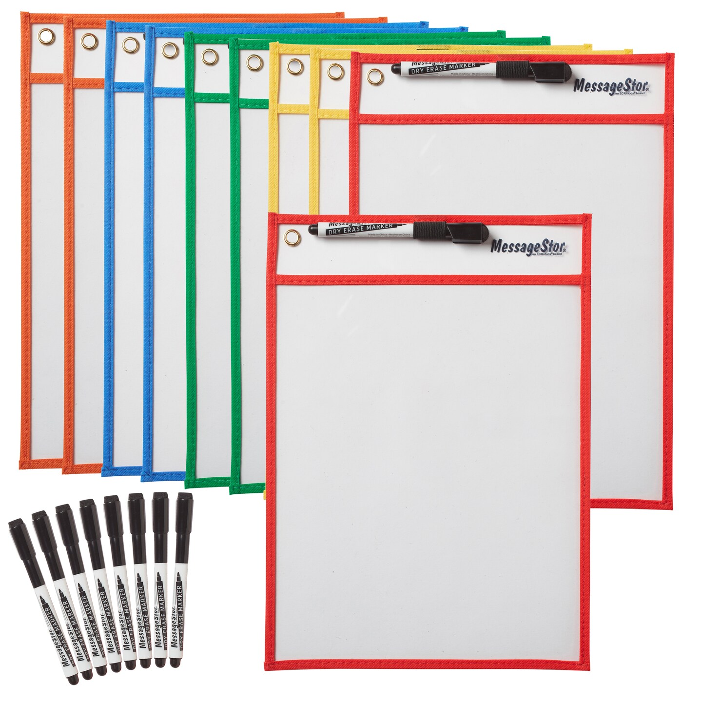 Dry-Erase Pockets with Markers, Reusable Sleeves, 10-Piece | Michaels