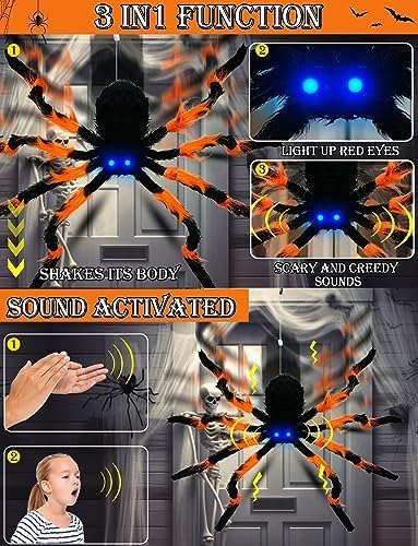 [Up and Down Automatically & Sound Activated ] 31" Gaint Spider ...