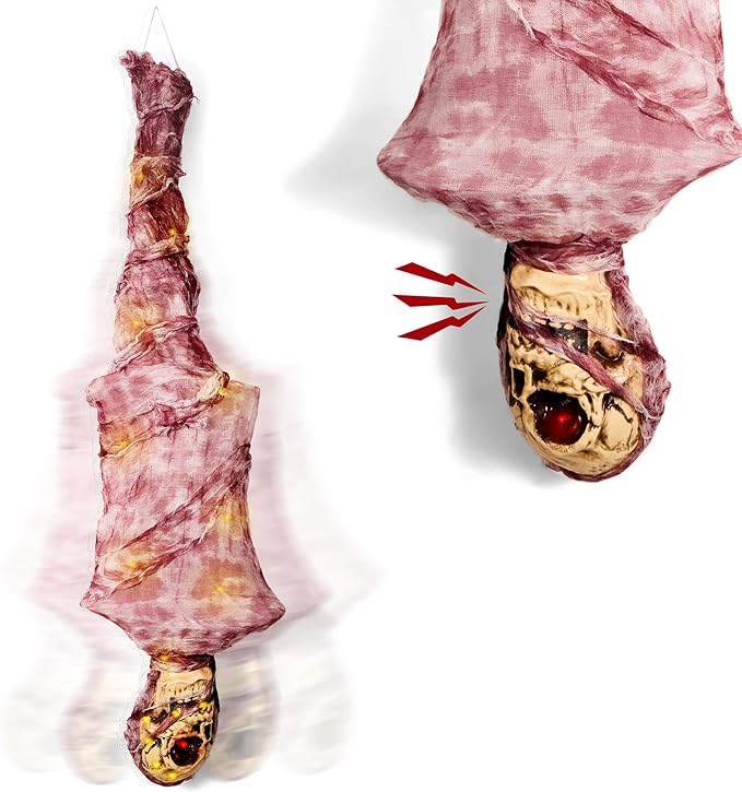 Animated Hanging Dead Body Decoration with Sound Activated, Creepy ...