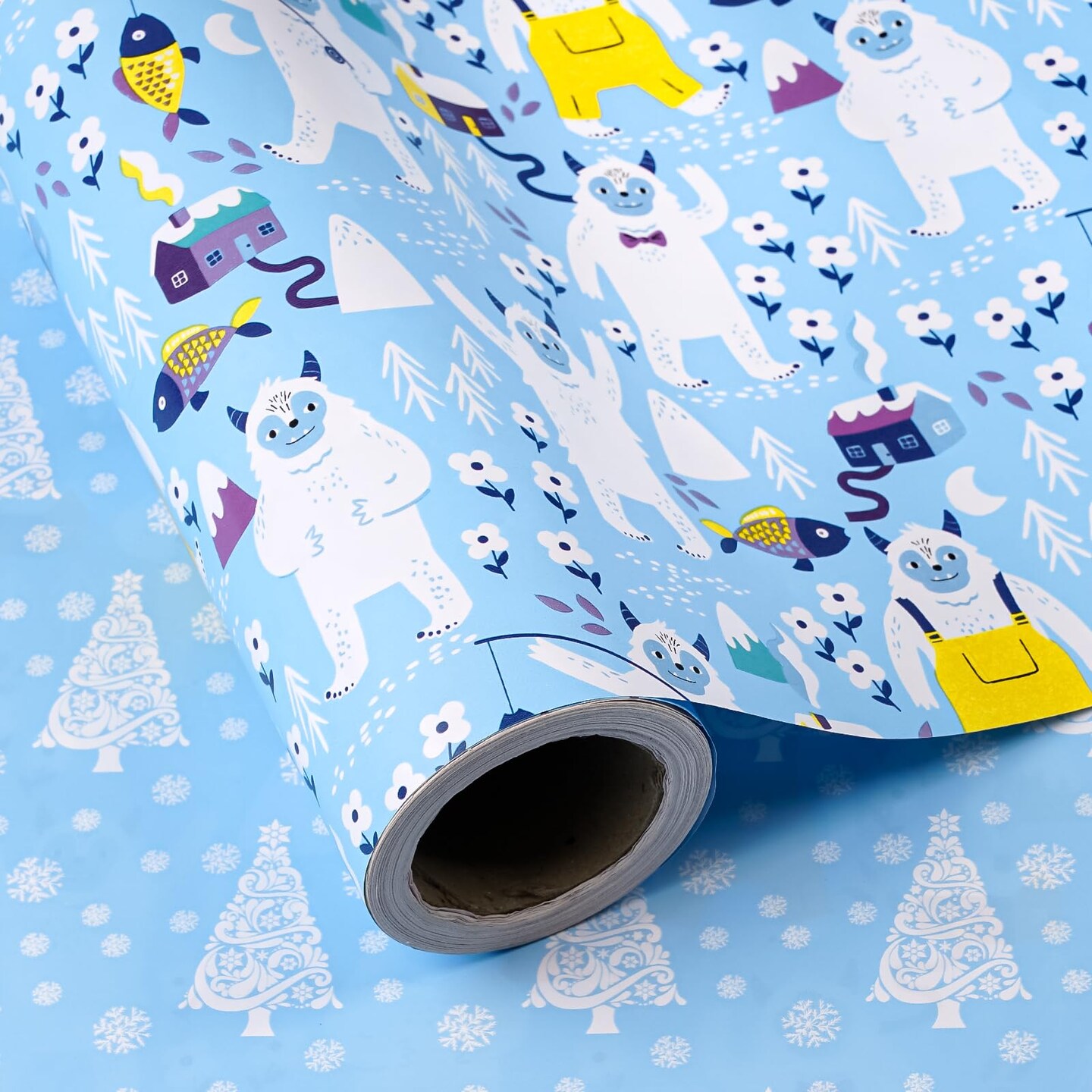 Reversible Christmas Wrapping Paper - Mini Roll - 17 Inch x 33 Feet ...