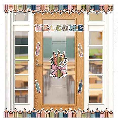 Boho Pencil Classroom Bulletin Board Decor Set Welcome Back to School ...