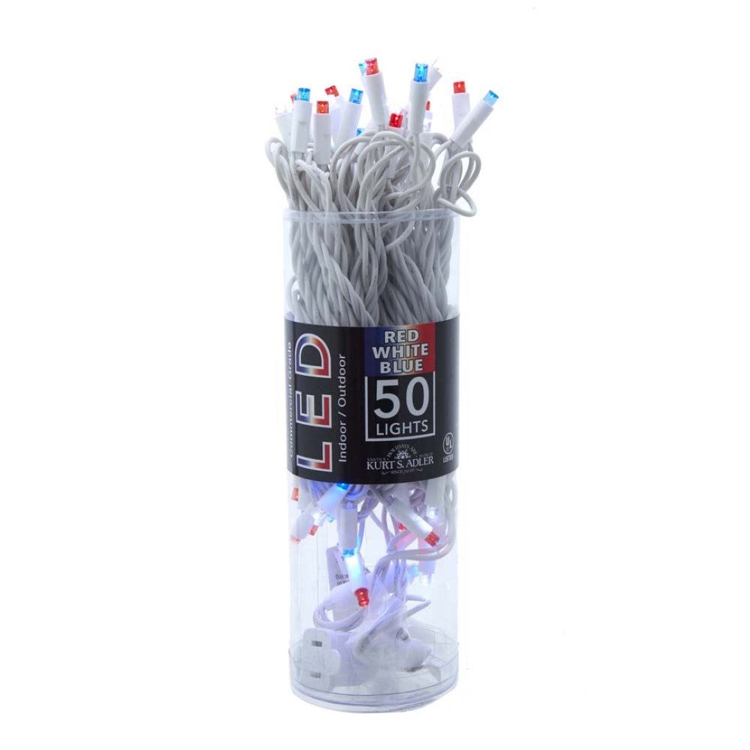 50-Light 5mm Red, White, Blue Frost LED White Wire Light Set | Michaels