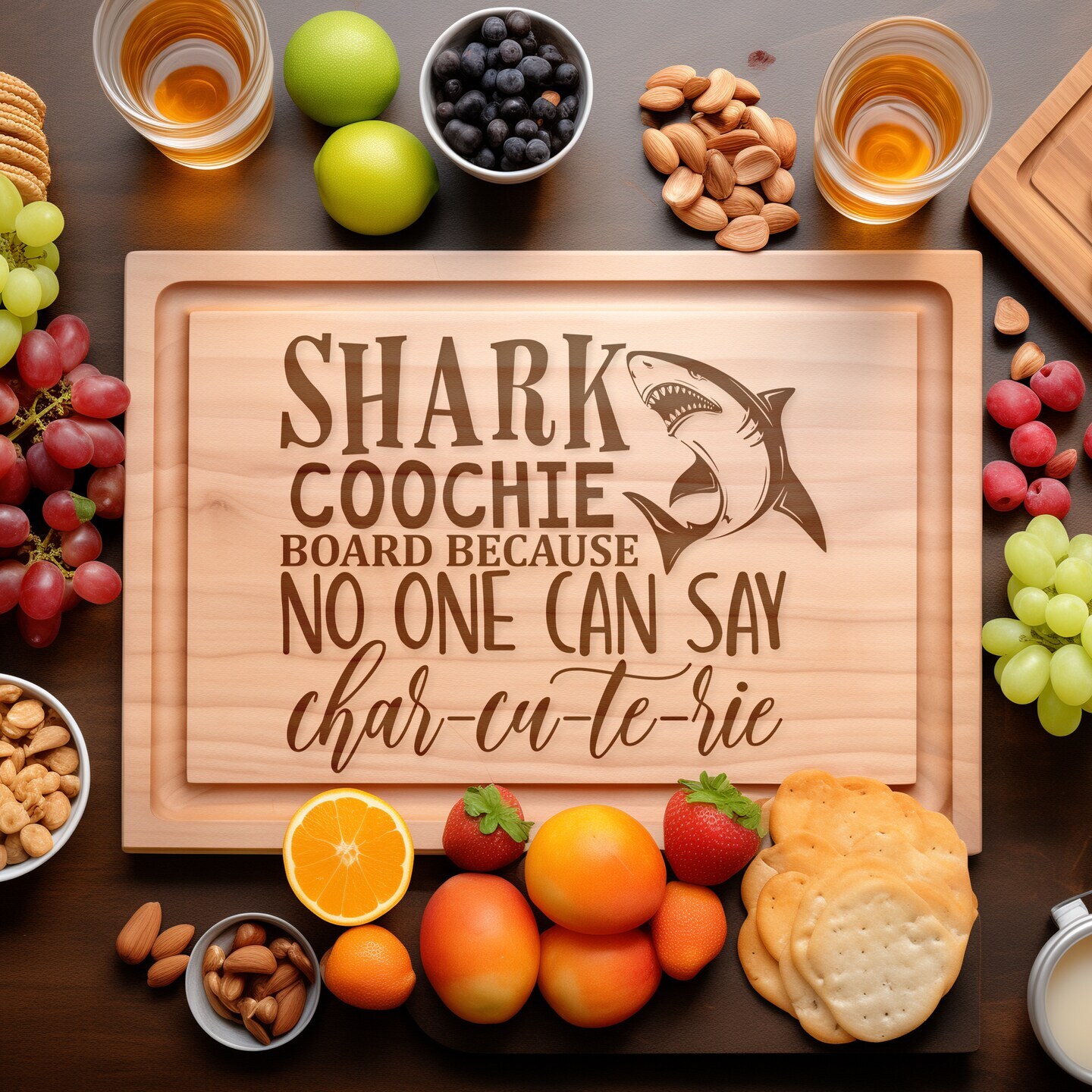 Shark Coochie Board, Funny Charcuterie Board, Shark Cutting Board ...