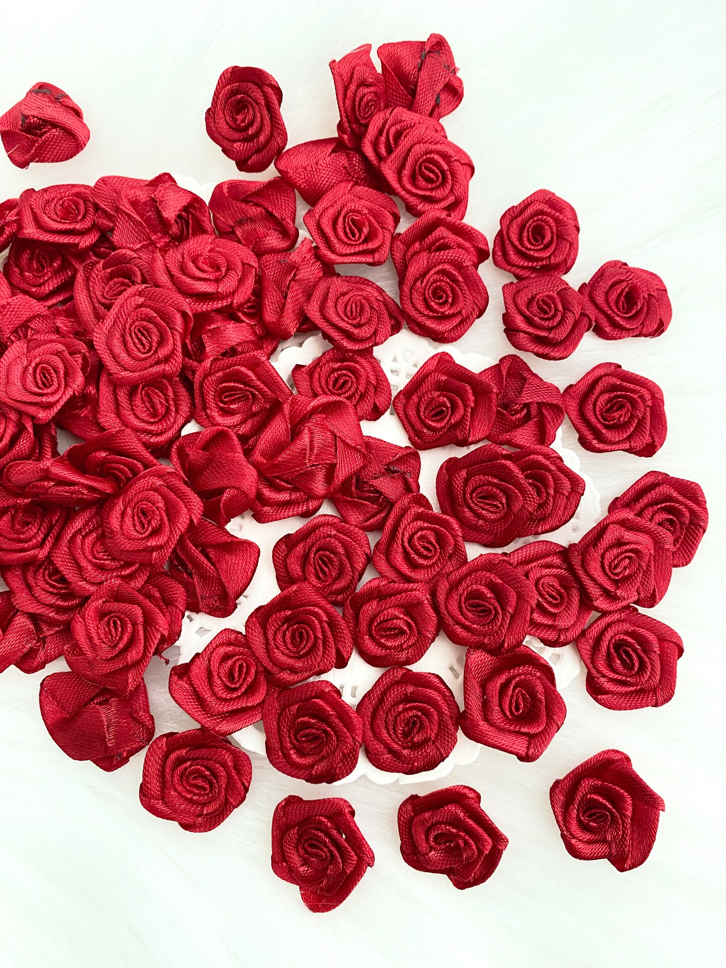 Dark Red Satin Roses 20mm, Small Red Roses, Rose Embellishments ...
