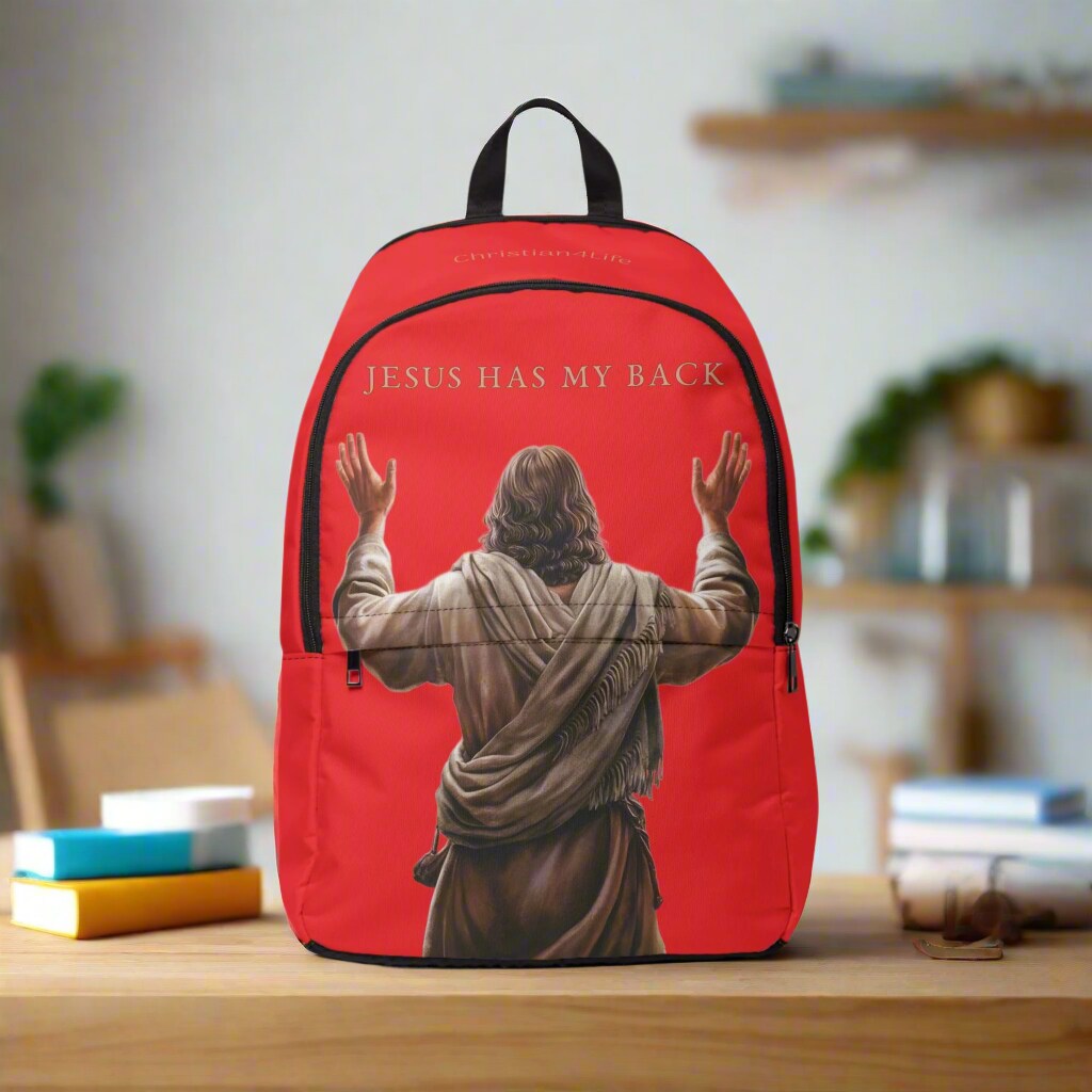 "Jesus Has My Back" Christian Backpack (red and dark red) | MakerPlace ...