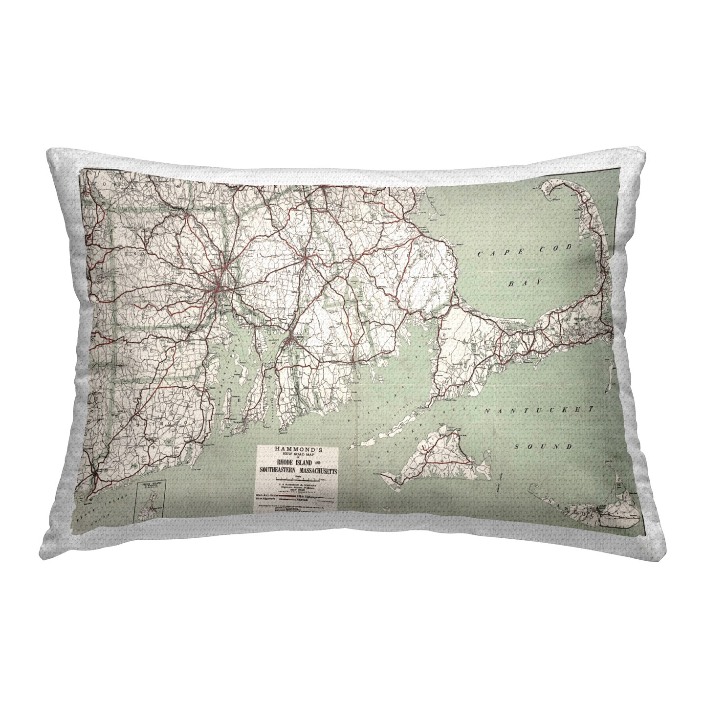 Cape Cod & RI Map Outdoor Printed Pillow Design by Graffitee Studios ...