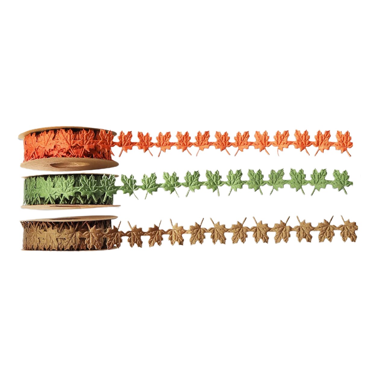 3 Rolls 15 Yards Maple Leaf Ribbon Thanksgiving Fall Ribbons Diy Craft ...