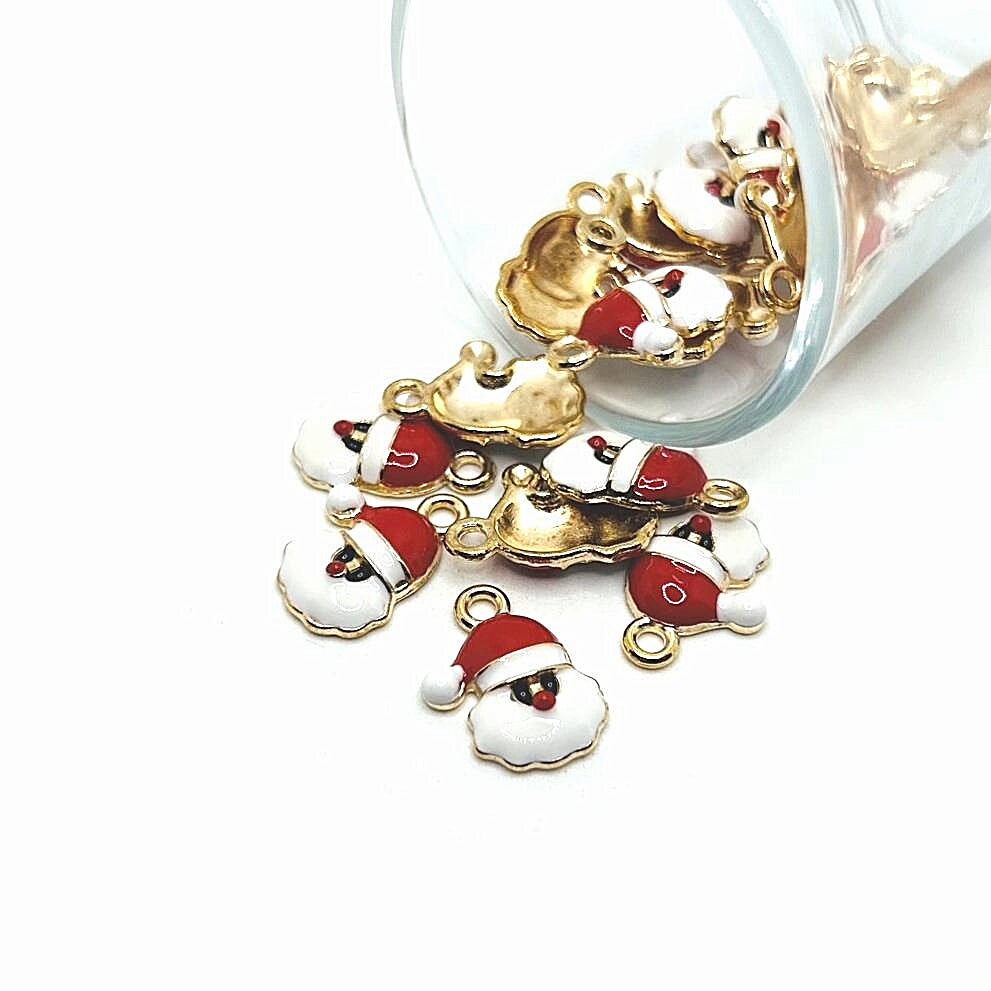 4, 20 or 50 Pieces: Small Santa Face Enamel Christmas Charms | Michaels