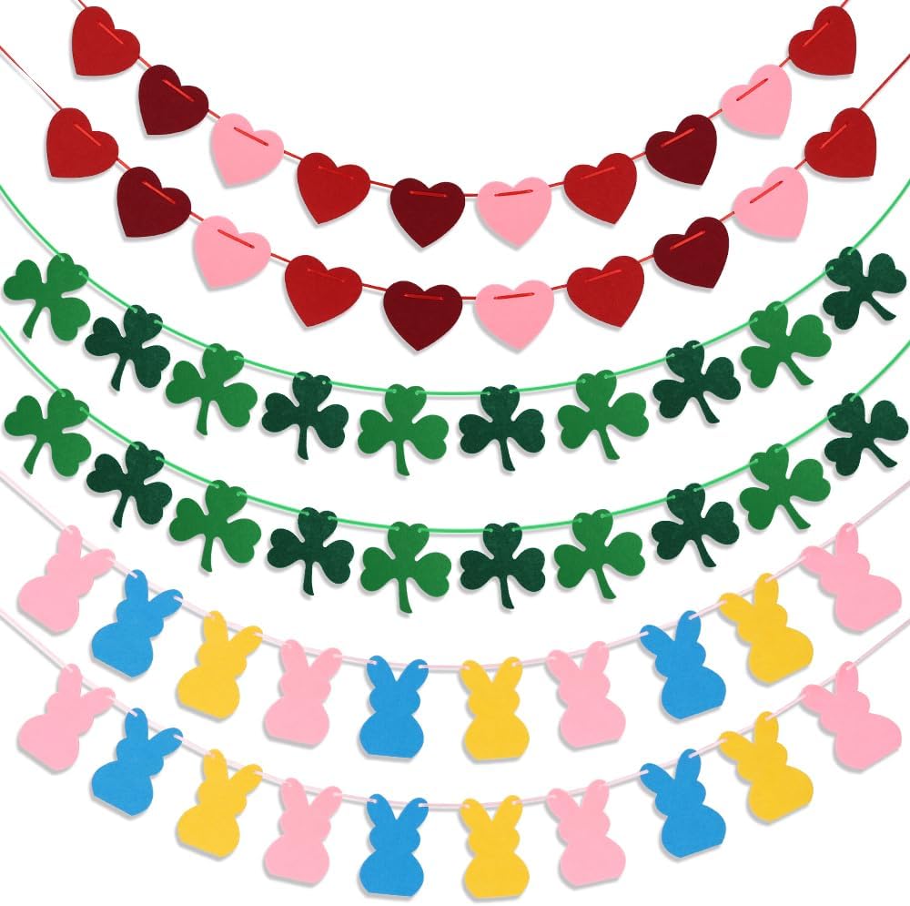 Valentines Day Decorations, 6 PCS Felt Garland for Valentines, St ...