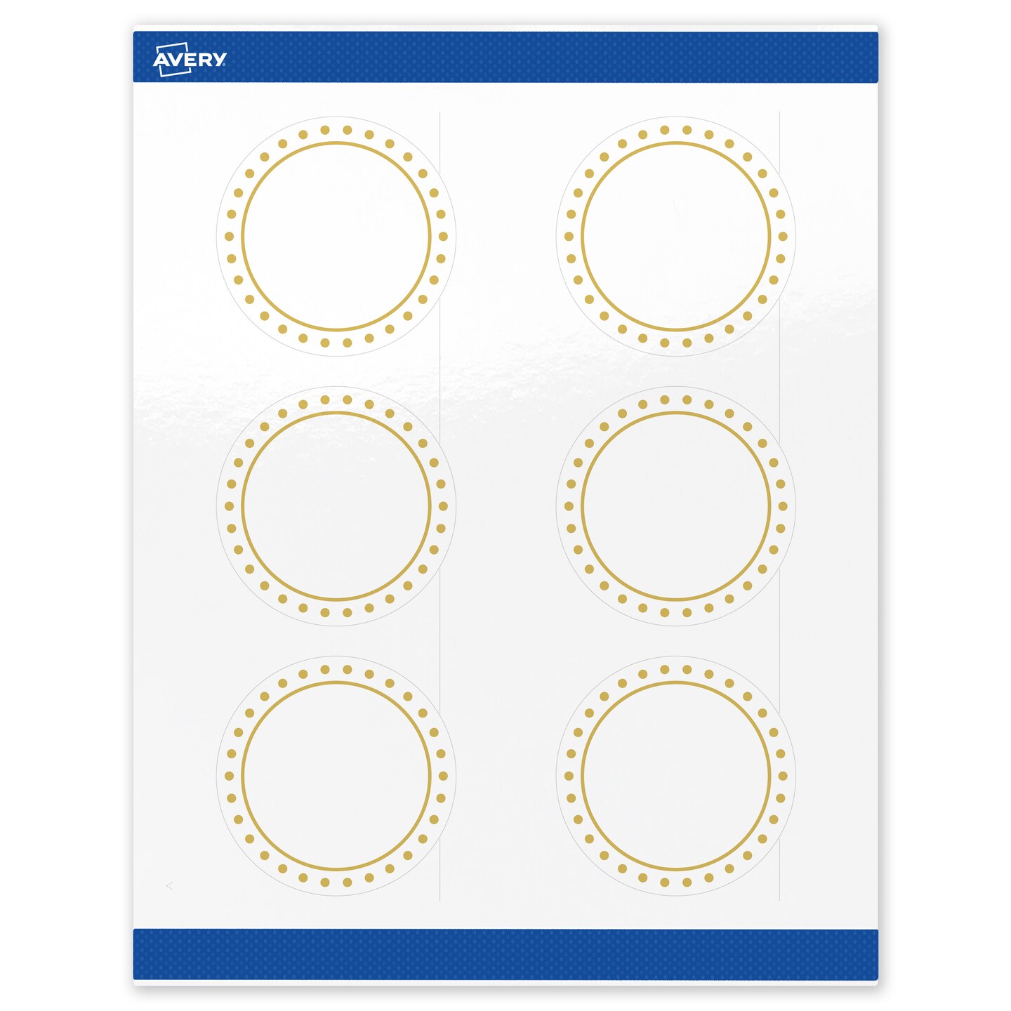 Avery Printable Round Labels, Gold Border with Gold Dots, 3" Diameter ...