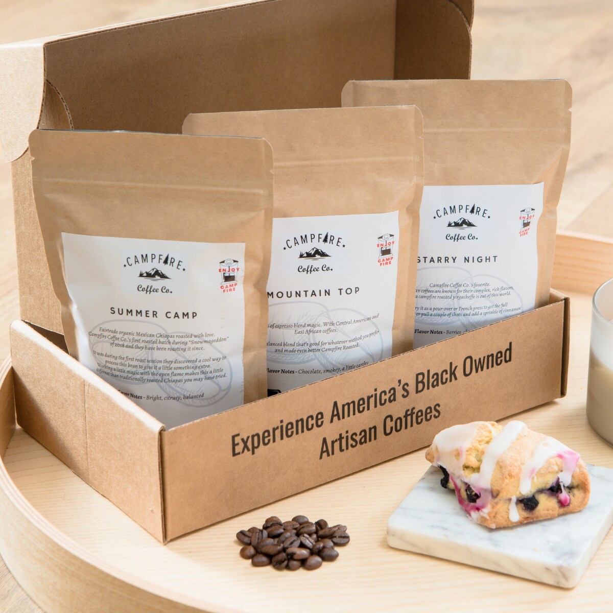 Campfire Coffee Sampler Gift Box, 3 Assorted Single-Origin Coffees ...