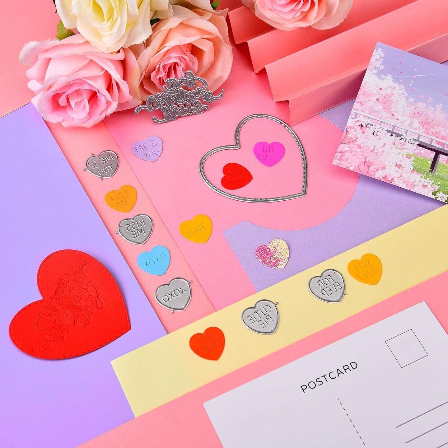 18 Pieces Valentine Conversation Hearts Cutting Dies Heart Shaped ...