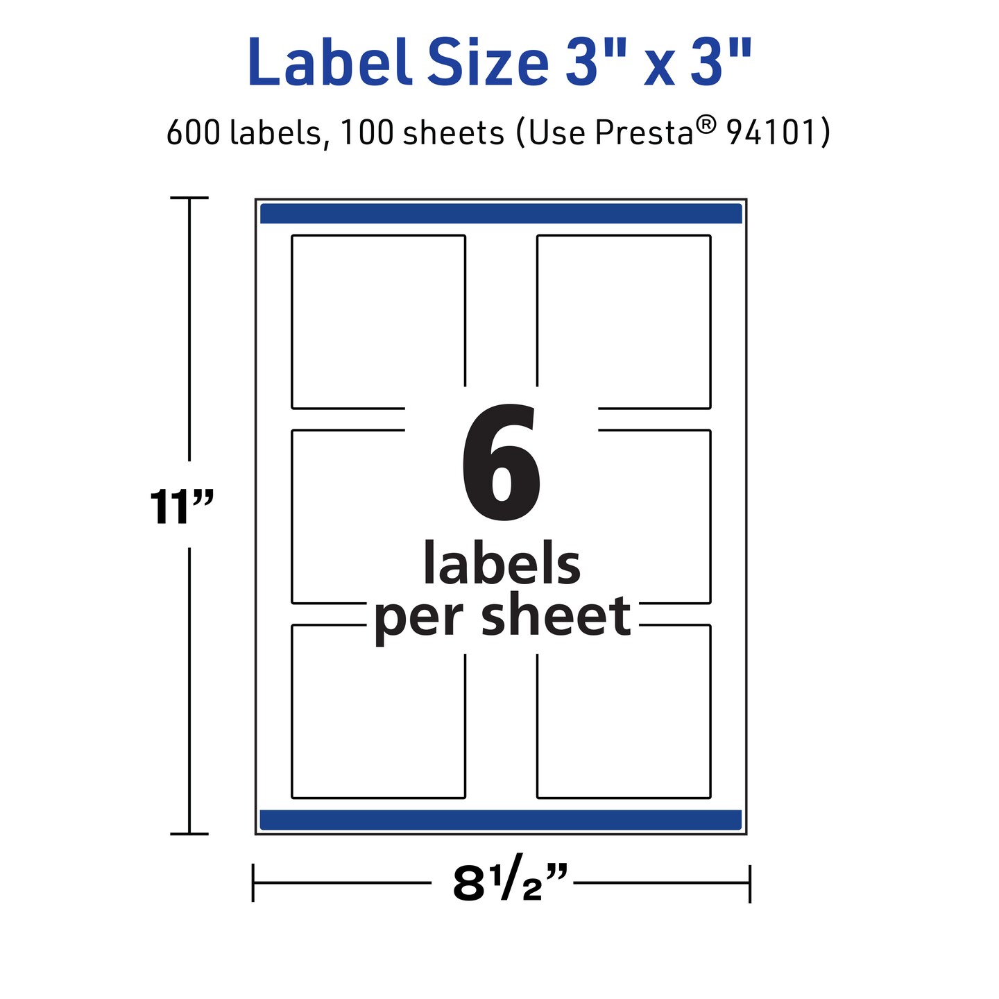 Avery TrueBlock Matte White Paper Labels, 3" x 3" Square, Color: White ...