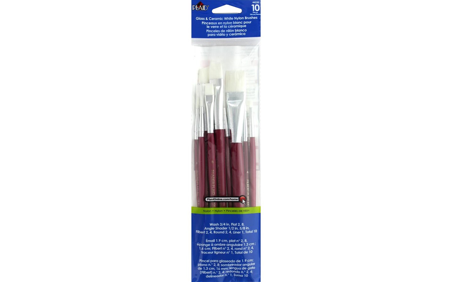 Plaid Brush Set Glass & Ceramic White Nylon 10pc | Michaels
