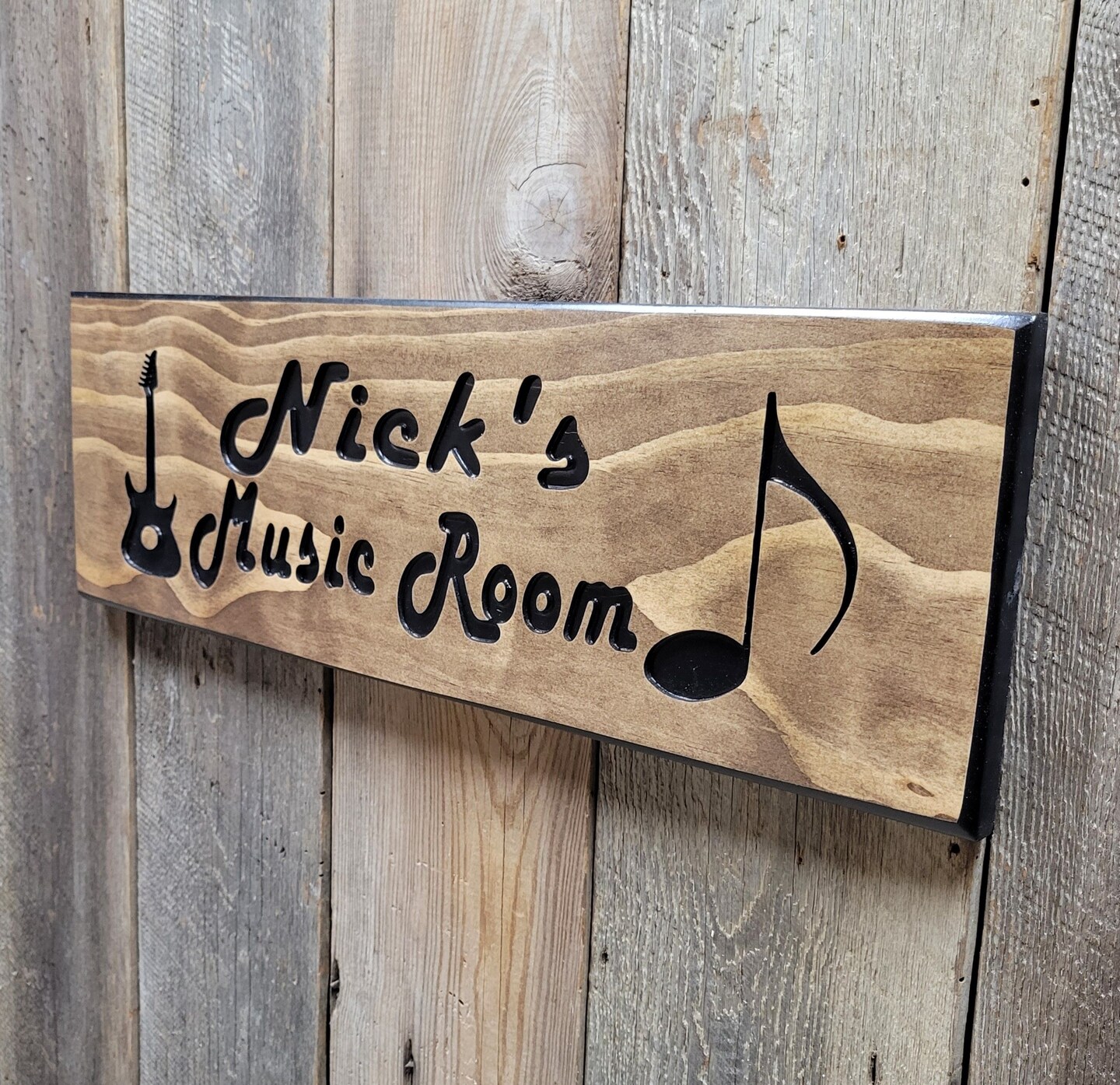 Rustic, Personalized Music Room Sign, With Guitar and Music Note, For ...