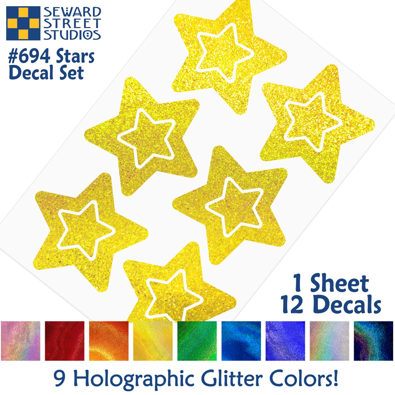 Stars Glitter Decal Set, Stars Motorcycle Helmet Stickers Kit, Star ...