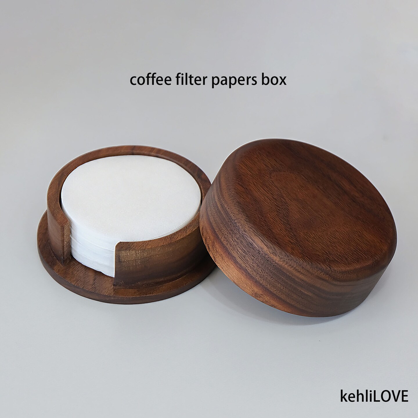 Solid Coffee Filter Paper Storage Container,Walnut Wooden Coffee Filter ...