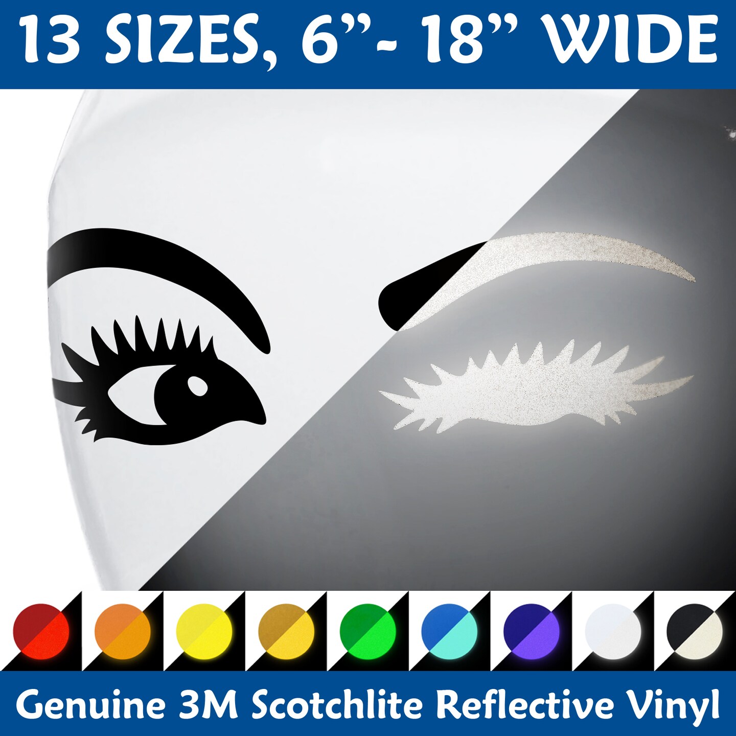 Winking Eyes Reflective Decal, Eye Lashes Wink Car Window Sticker ...