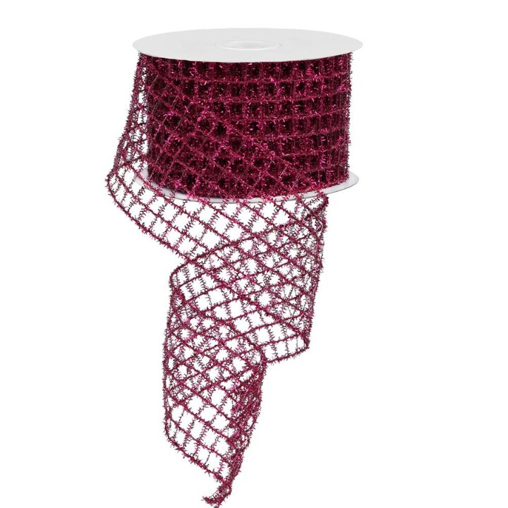 2.75"x10yd Fuchsia Tinsel Mesh Wired Ribbon – Glitter Ribbon for ...