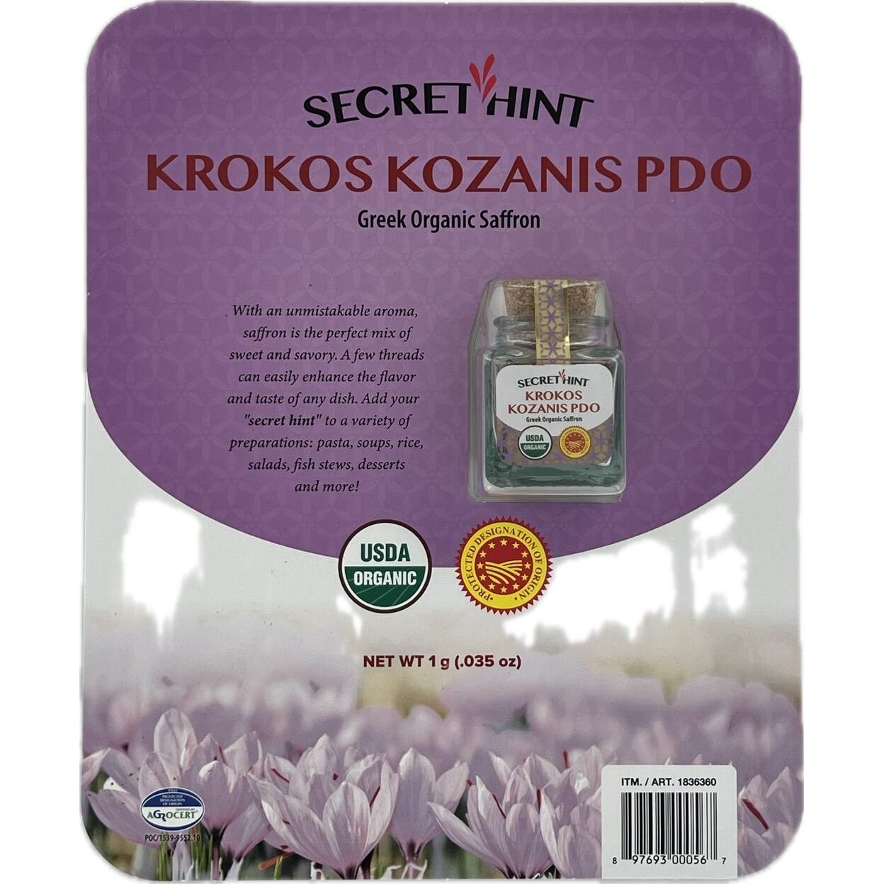 Secret Hint Krokos Kozanis Pdo Greek Organic Saffron 1 Gram | Michaels