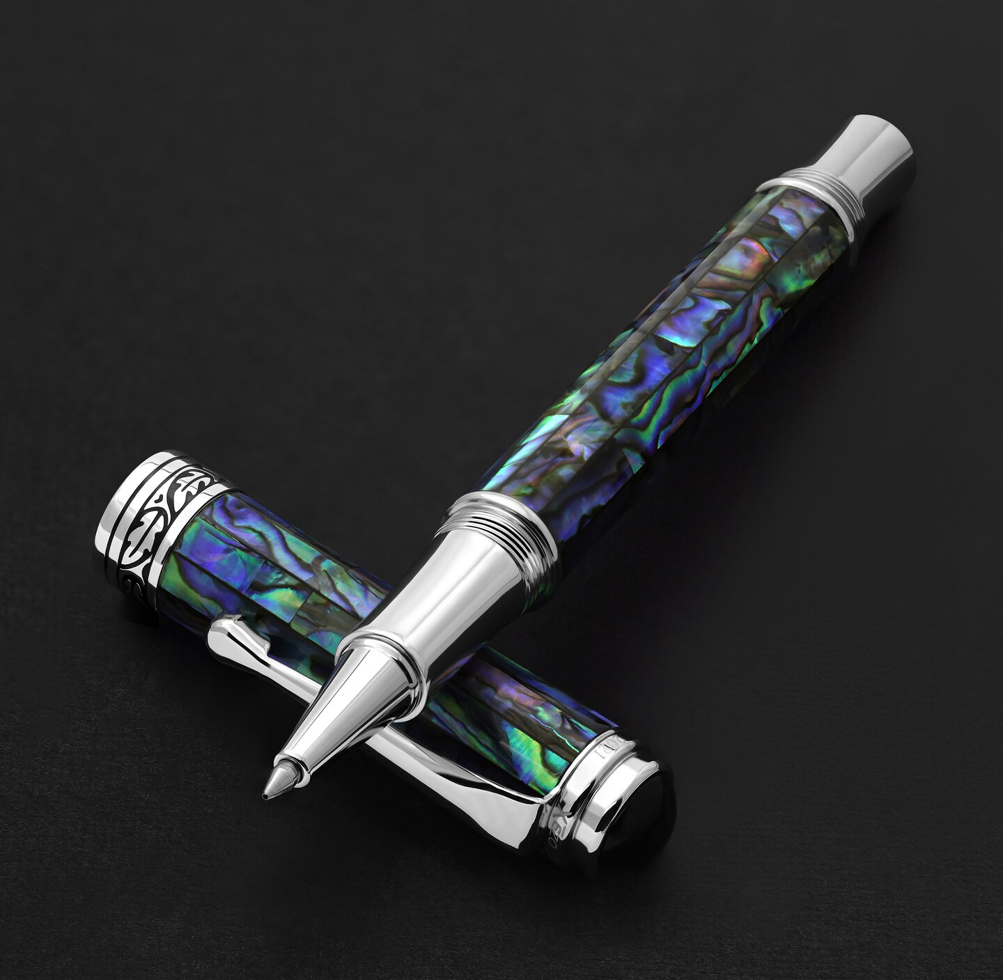 Xezo Maestro Paua Abalone Sea Shell Rollerball Pen - Platinum Plated (Maestro Sea Shell RP-1 ...
