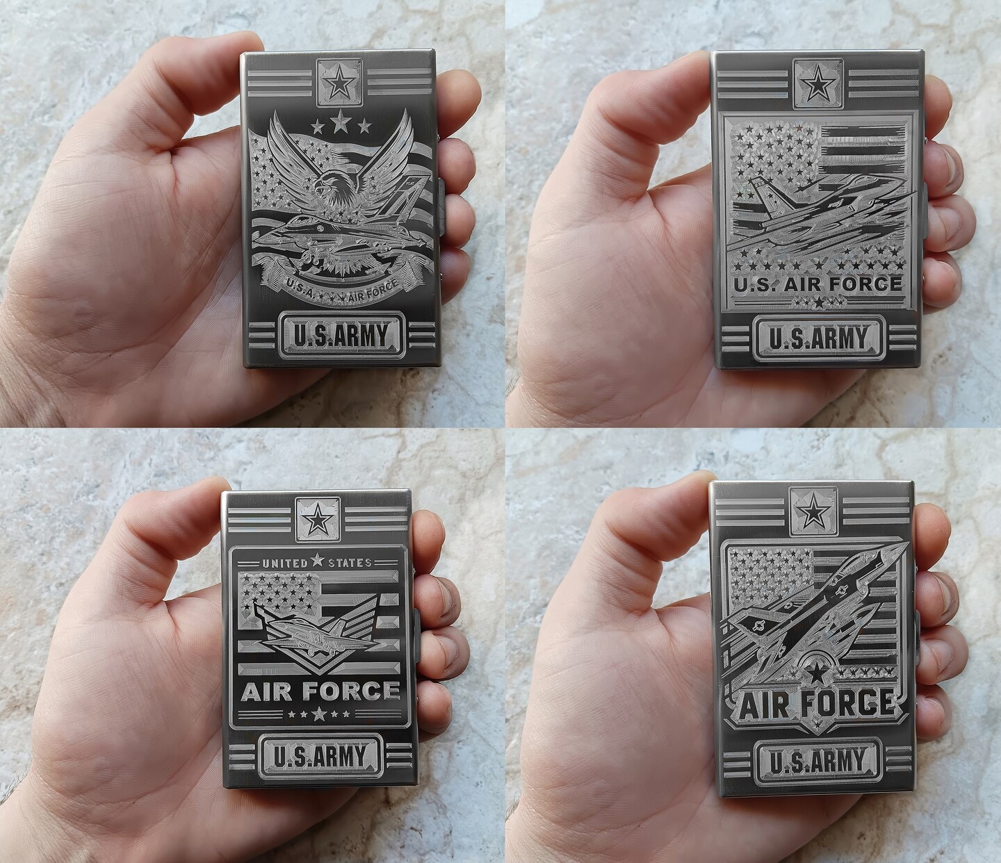 US Air Force Army Military Wallet Card Holder RFID Blocking Engraved ...