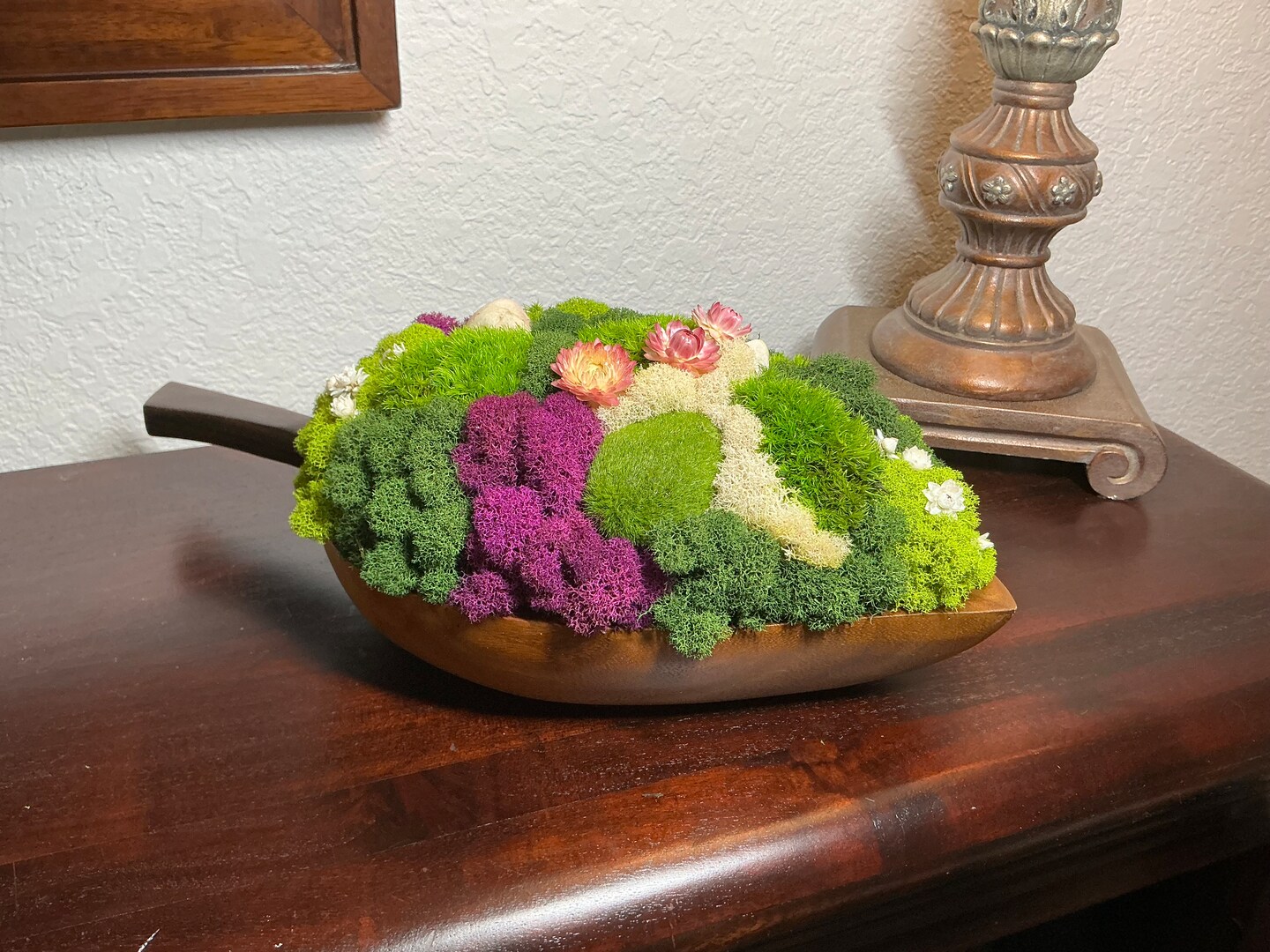 Preserved Moss Table Top with Wooden Leaf base. | MakerPlace by Michaels