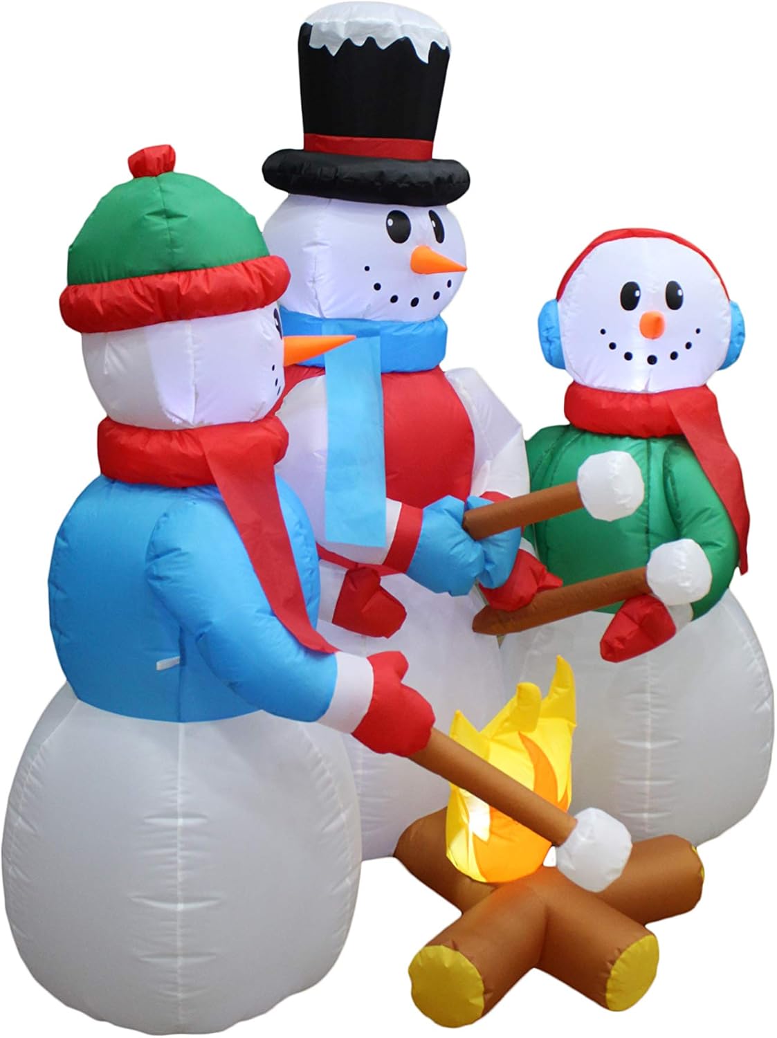 5 Foot Tall Huge Christmas Inflatable Snowmen Snowman Campfire Camping ...