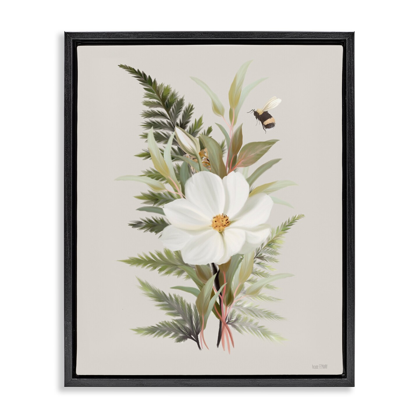 Stupell Industries Bumble Bee & Flower Floating Frame Design by House ...