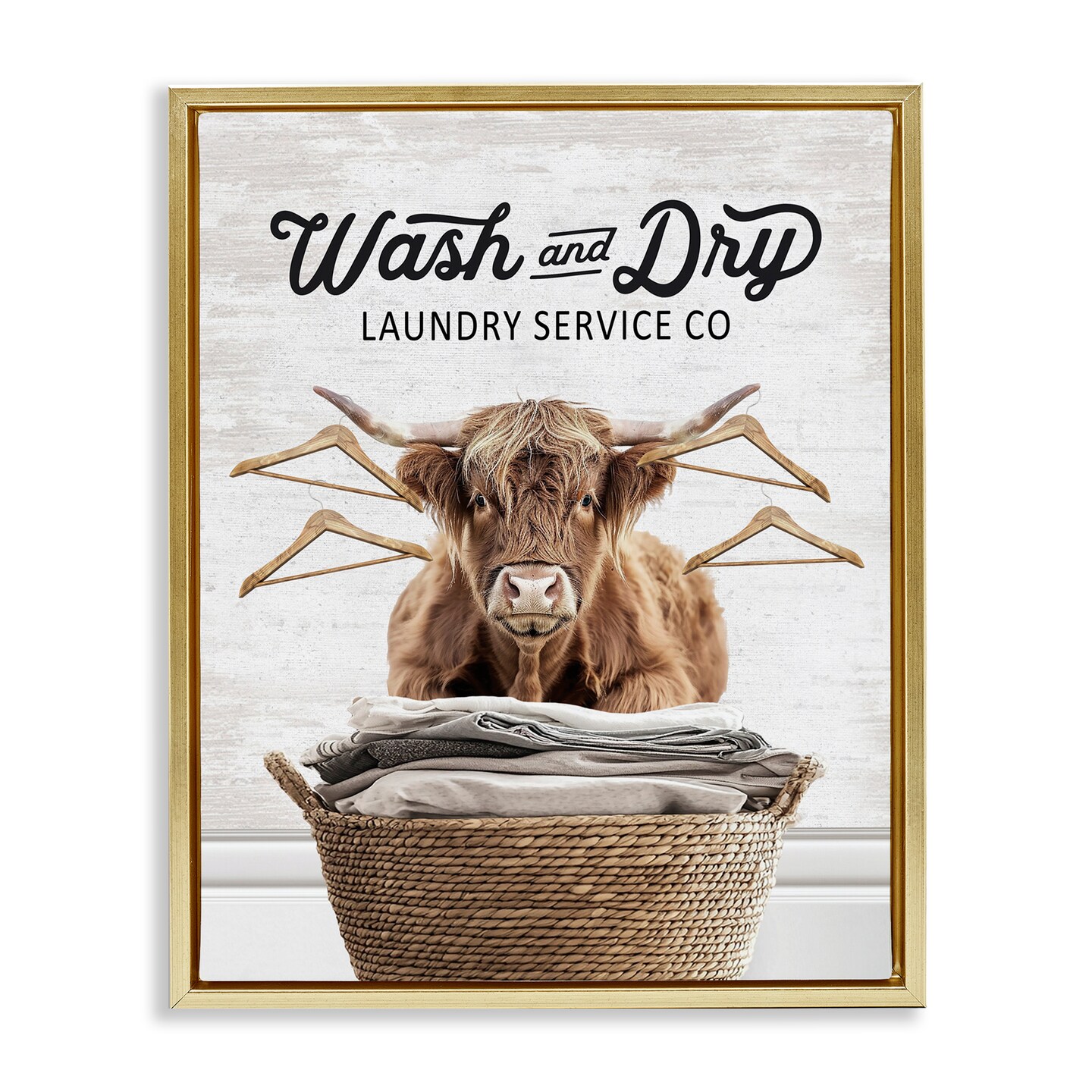Stupell Industries Wash & Dry Classic Cattle Floating Frame Design by ...