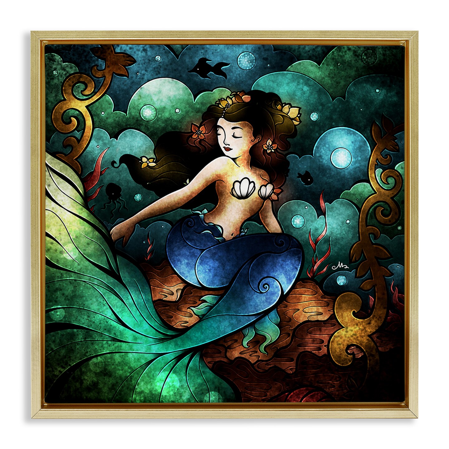 Stupell Industries Vivid Deco Mermaid Floating Frame Design by Mandie Manzano | Michaels