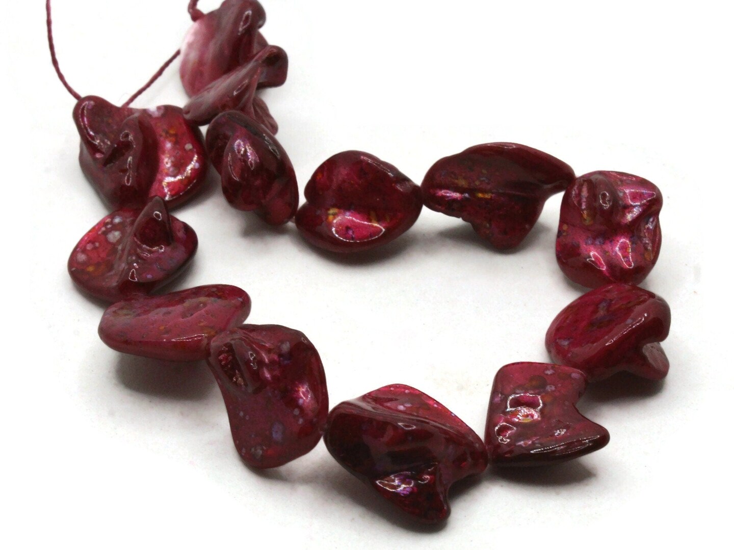 20mm Dyed Burgundy Red Diamond Seashell Beads 16 Inch Mother of Pearl ...