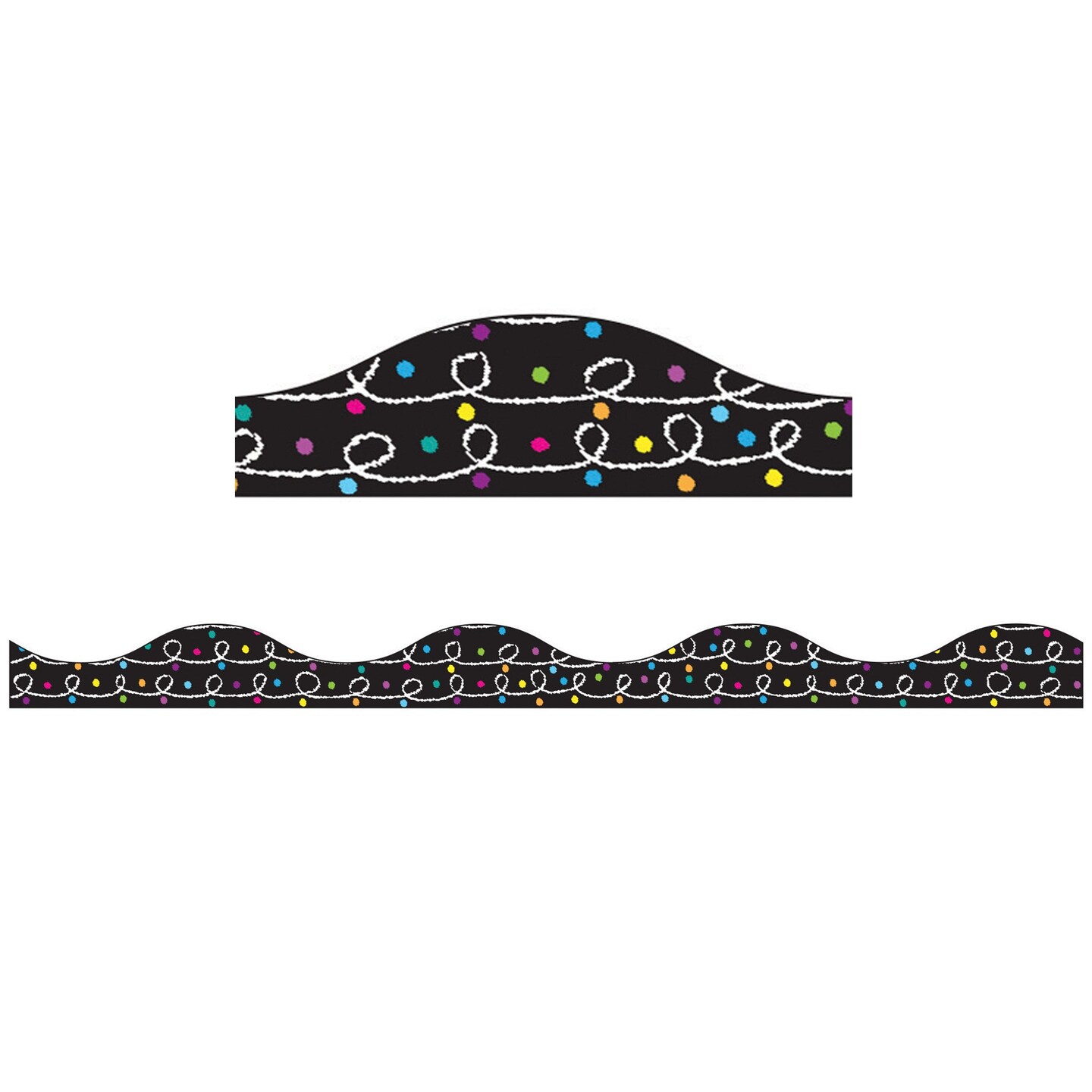 Magnetic Border, White Chalk Loops with Color Chalk Dots on Black, 12 ...