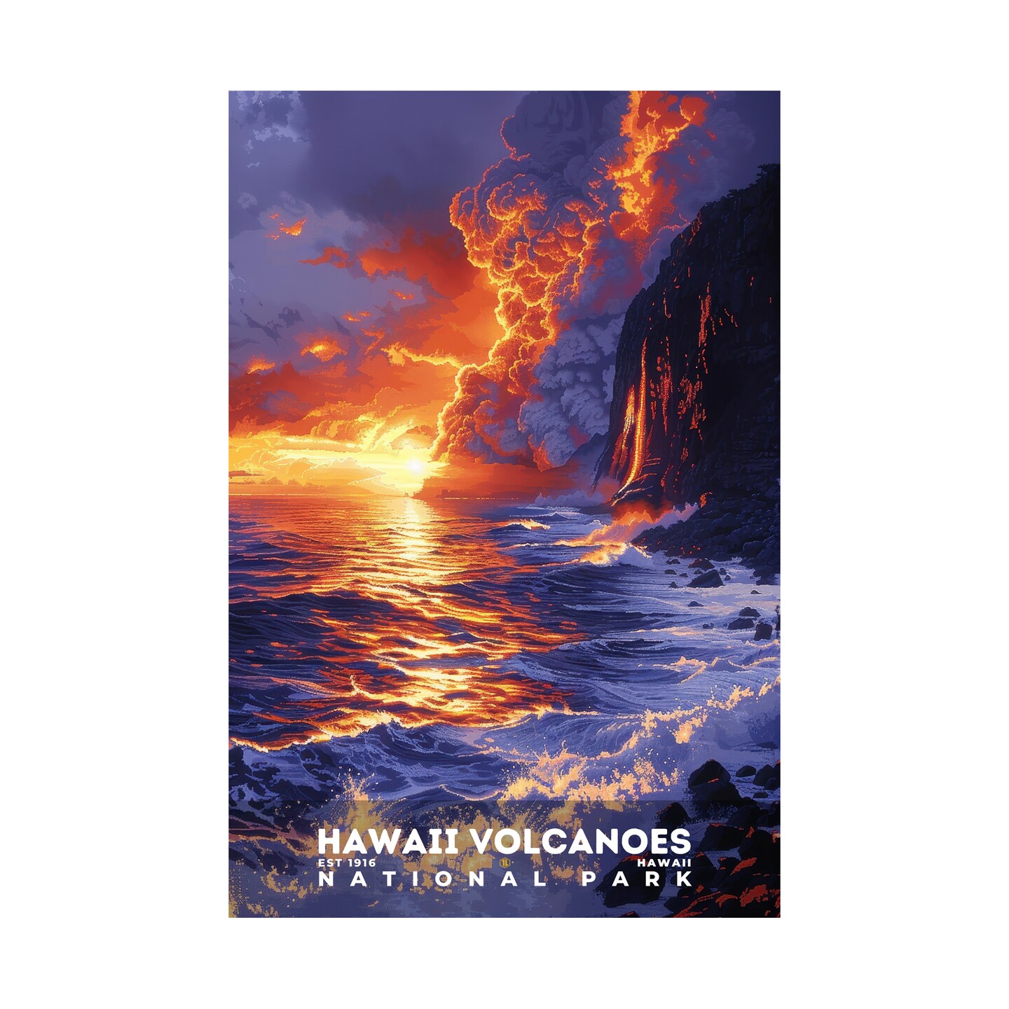 Hawaii Volcanoes National Park Poster, Travel Art, Office Poster, Home ...