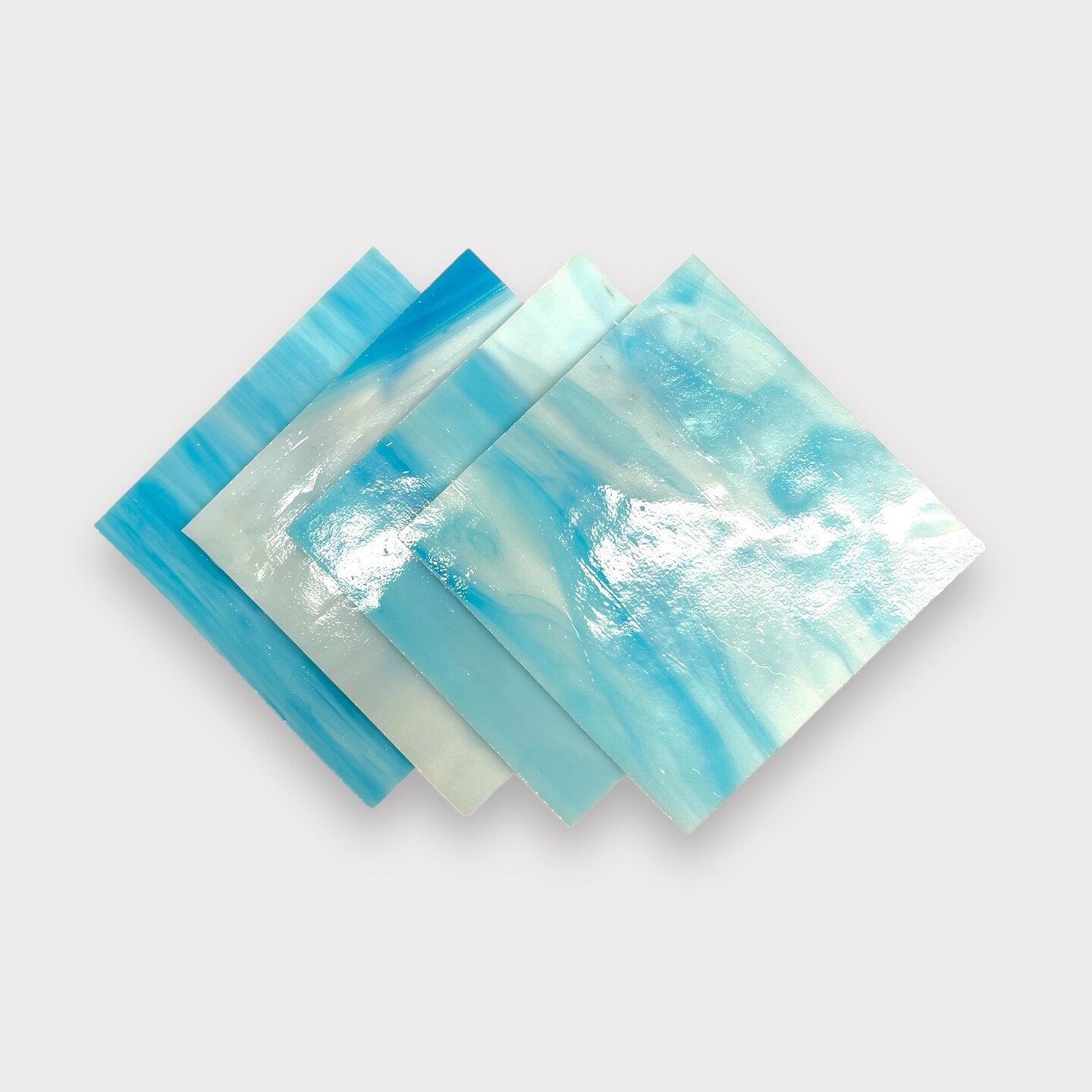 White Deep Sky Blue tr., Prisma COE 96 Fusible Glass Sheets / Mosaic ...