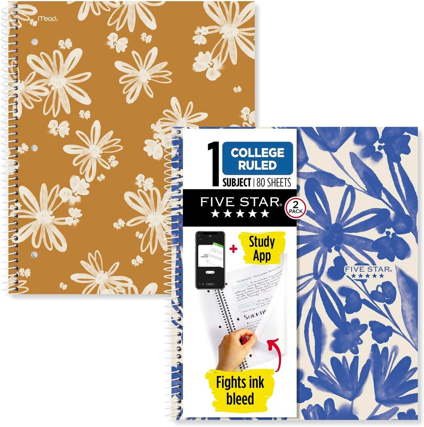 Spiral Notebooks + Study App, 2 Pack, 1 Subject, College Ruled Paper ...