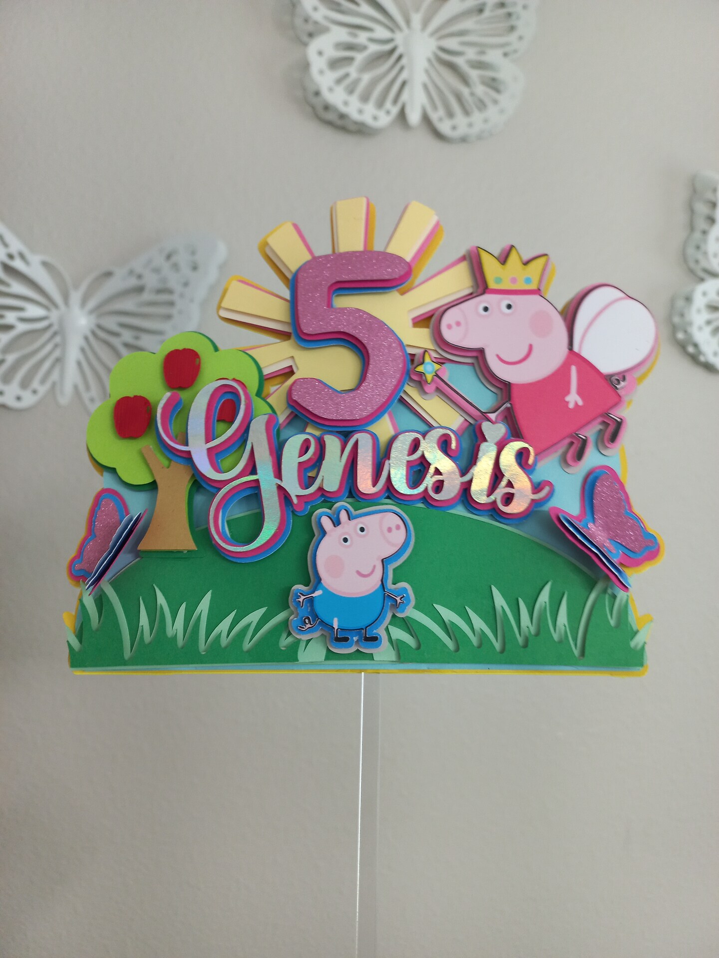 Pink pig cake topper Birthday Cake Topper, Personalize age and name ...