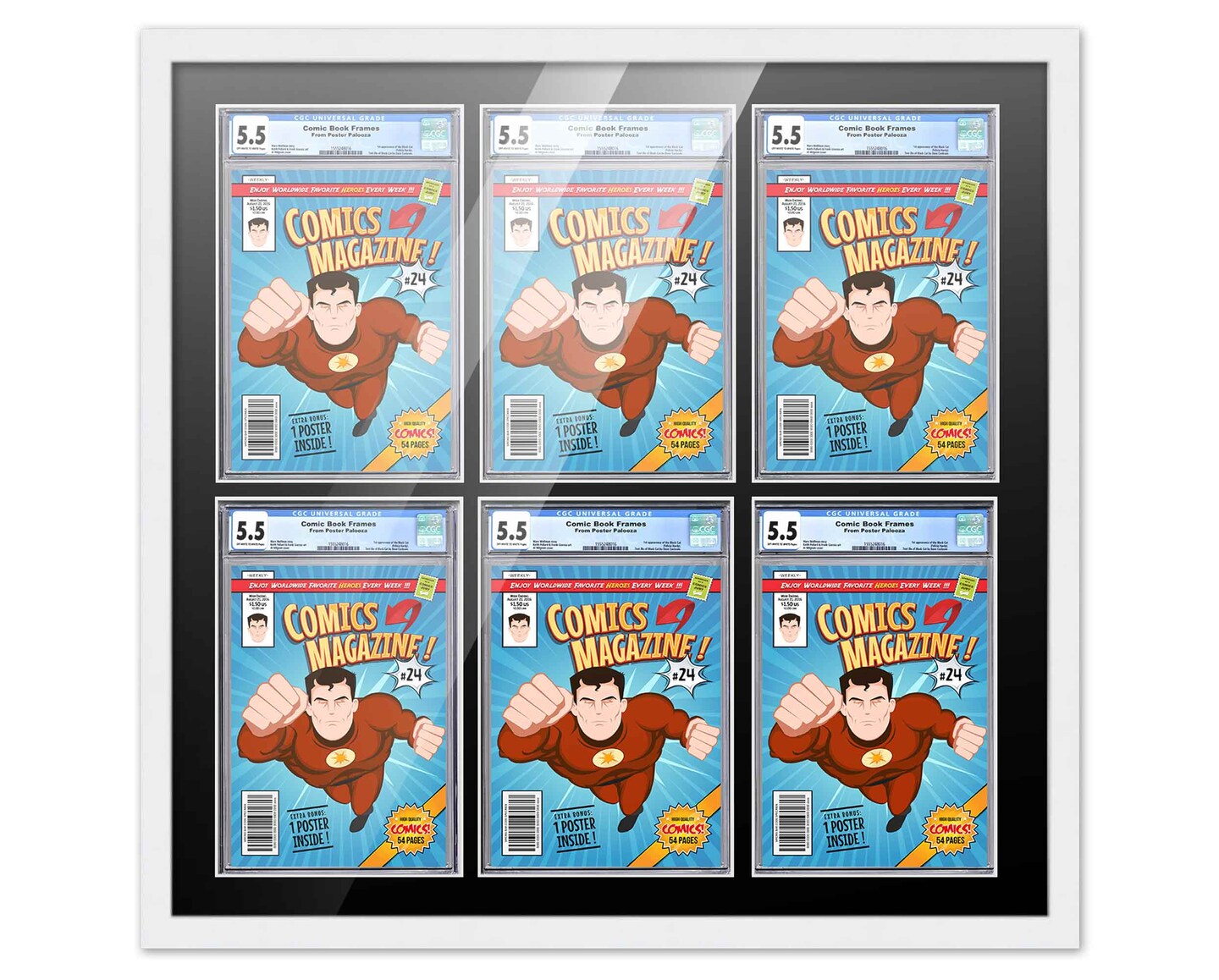 Comic Book Display Frame for Graded Comics - White Wood Comic Frame ...