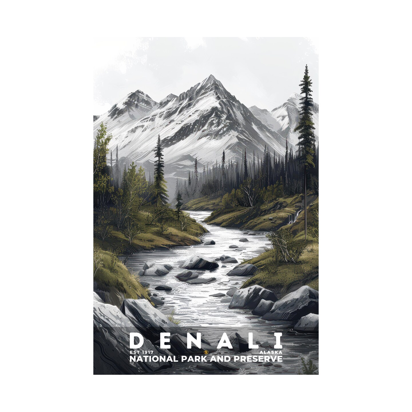 Denali National Park Poster, Travel Art, Office Poster, Home Decor ...