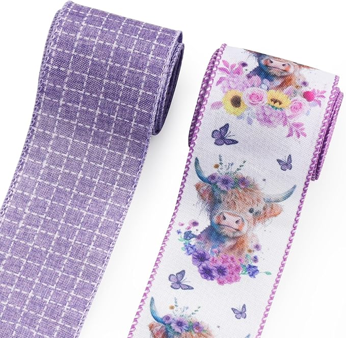 2 Rolls Fall Calf Craft Ribbons for Wreath Bows, 2.5" x 10 Yards Wired ...