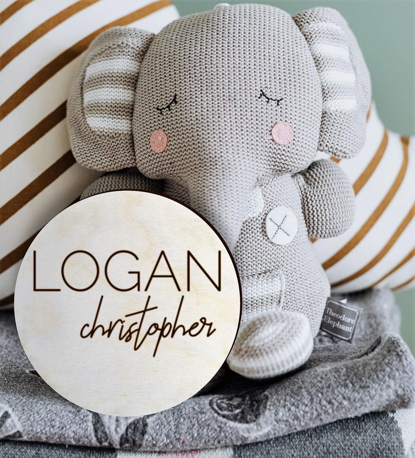 Personalized Baby Name Announcement Sign, Round Wood Name Sign, Baby ...
