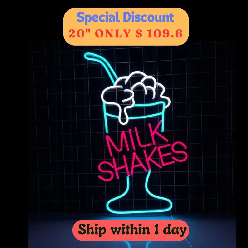 Milkshakes Neon Sign, Milkshake Neon Light, Milkshakes Led Sign ...