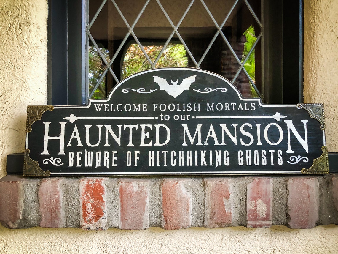 Large Haunted Mansion Hitchhiking Ghosts, Solid Wood and Paint Rustic ...
